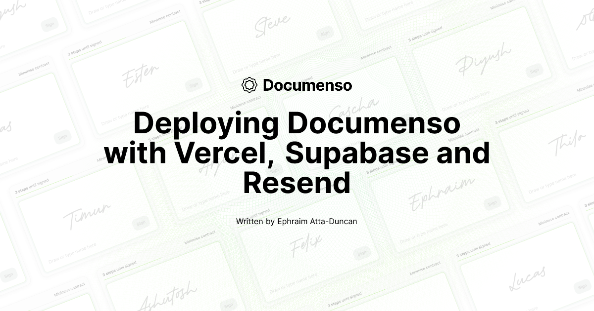 Documenso - Deploying Documenso with Vercel, Supabase and Resend